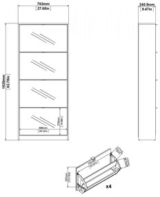 Tvilum Botník Flap 010 4KL bílá/zrcadlo