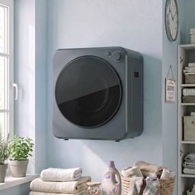 HOMCOM Mini sušička prádla 4 kg s 5 programy až do 60℃ 800W/400W odvětrávací sušička s nerezovým bubnem šedá