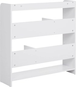 HOMCOM Knihovna s Úložným Prostorem rozměr 90Š x 24H x 91V cm 4 Úrovně 3 Zadní Panely Dřevovláknité Desky Bílá | Aosom