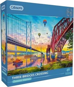 GIBSONS Puzzle Tři mosty nad řekou / 1000 dílků / 68 × 49 cm