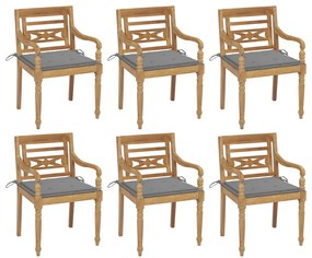 Židle Batavia s poduškami 6 ks masivní teakové dřevo,  3073323