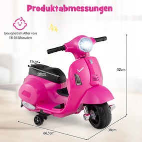 Costway Licencovaná dětská elektrická motorka Vespa 6 V bateriový motocykl s LED