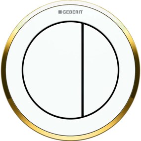 Geberit - Oddálené ovládání typ 10, pneumatické, pro 2 množství splachování, bílá/pozlacená 116.055.KK.1