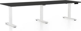 Výškově nastavitelný stůl OfficeTech Long, 240 x 80 cm, bílá podnož, černá