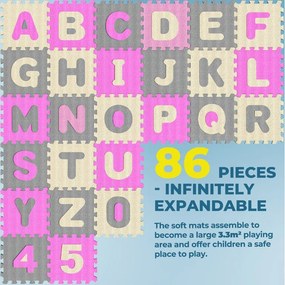 Puzzle podložka 86dílný růžová