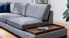 Hanah Home Rohová pohovka TULIP tmavě šedá levý roh s pufem 560ARE1164