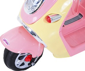 HOMCOM dětská elektrická motorka dětské elektrické auto dětské vozidlo tříkolka, 6V, kov+PP, 108x51x75cm (růžová+žlutá)