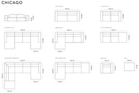 Světle šedá čalouněná rohová pohovka do "U" Cosmopolitan Design Chicago 364 cm