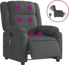 Elektrické masážní polohovací křeslo tmavě šedé textil 3205191