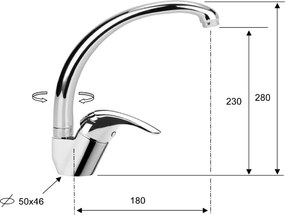 Sapho Saly SA511 dřezová baterie výška 280 mm chrom
