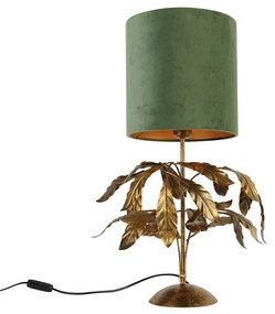 Vintage stolní lampa starožitné zlato se zeleným stínítkem - Linden