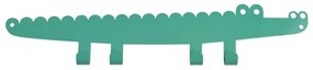 Zelený kovový nástěnný dětský věšák Crocodile – Rex London
