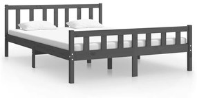 810686 vidaXL Rám postele šedý masivní dřevo 150 x 200 cm King Size