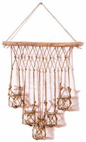 Nástěnné skleněné květináče macrame v boho stylu