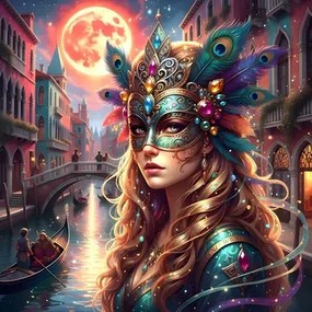 BLUEBIRD Čtvercové puzzle Benátský karneval / 1000 dílků / 63,5 × 63,5