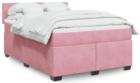 Box spring postel s matrací růžová 140x190 cm samet 3286305