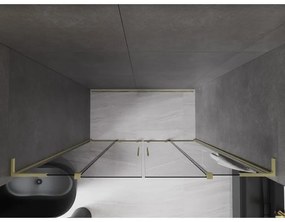 Mexen Velar L Duo, posuvné sprchové dveře do otvoru 180 cm, 8mm šedé sklo, zlatá matná, 871-180-003-42-55