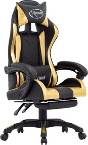 vidaXL Herní židle s podnožkou umělá kůže [287990] Barva: Zlatá a černá