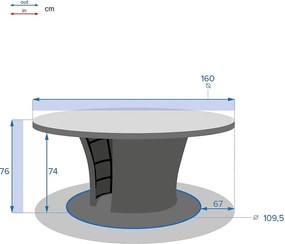 DEOKORK Ratanový stůl jídelní BORNEO LUXURY průměr 160 cm (šedá)
