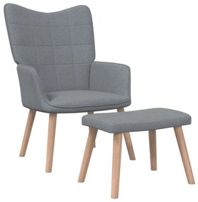 Relaxační křeslo Hutton se stoličkou - textil | světle šedé