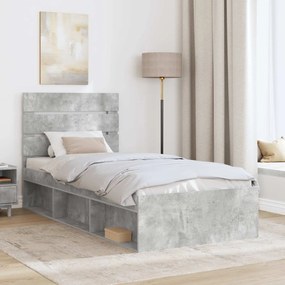 Rám postele Betonově šedá 90 x 190 cm Masivní borové dřevo 3411795