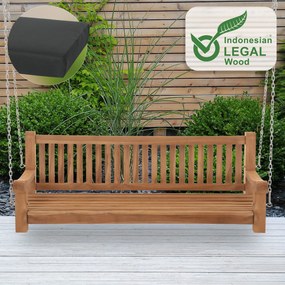 Houpací lavice Joyce s sedací polštář 180 cm + teak – tmavě šedá