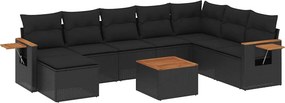 9dílná zahradní sedací souprava s poduškami černá polyratan 3227091