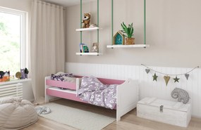 BabyBeds Dětská postel EMMA srdíčka Velikost postele: 160x80 cm, Barevné provedení: Růžová, Úložný prostor: Ne, bez úložného prostoru Bílá