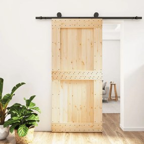 Posuvné Dveře S Kováním 95 X 210 Cm Masivní Borové Dřevo