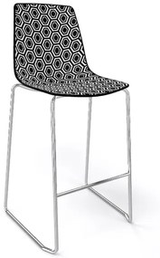 GABER - Barová židle ALHAMBRA ST nízká, černobílá/chrom