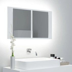 vidaXL LED koupelnová skříňka se zrcadlem 80x12x45cm akryl [804968] Barva: hnědý dub