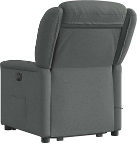 Zvedací masážní polohovací křeslo tmavě šedé textil 3303205