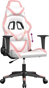 Herní židle bílá a růžová umělá kůže 3143673