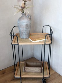 Kovový vozík na kolečkách s dřevěnými deskami Cannie - 55*41*76cm