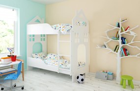 BabyBeds Dětská patrová postel DOMEK 180x80 Barevné provedení: Šedá, Úložný prostor: Ne, bez úložného prostoru