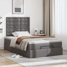 Osmanský rám postele s matrací šedá 120x190 cm umělá kůže 3312994