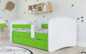 Postel s roštem a úložným prostorem 80x160, bílá/zelená, COCOLINO Kondela 0000395625