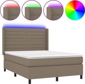 Box spring postel s matrací a LED taupe 140x190 cm textil 3138393