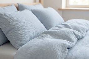 Celoroční mušelínové povlečení Ice Blue - GOTS - 240x200+2x70x90 - 2.jakost Velikost: atypický 240 x 200 + 2 x 70 x 90