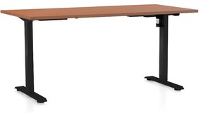 Výškově nastavitelný stůl OfficeTech A, 160 x 80 cm, černá podnož, třešeň