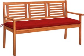 vidaXL 3místná zahradní lavice s poduškou 150 cm masivní eukalyptus [3061019] Barva: Červená