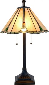 Béžovo-hnědá stolní lampa tiffany Jeannine - Ø 40*67 cm / E27/ 2*60W