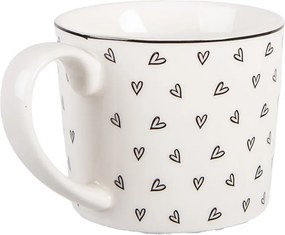 Bílý hrnek se srdíčky Lovely Day - 12*8*7 cm / 275 ml