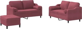 3dílná sedací souprava s polštáři vínová textil 3201832