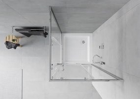 Mexen Rio, čtvercový sprchový kout 70 x 70 cm, 6mm čiré sklo, chromový profil + bílá sprchová vanička RIO, 860-070-070-01-00-4510