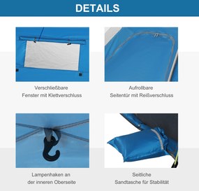 Pop-up-Strandzelt, Fiberglasrahmen, 4 Taschen, Netzfenster, flexibel, Blau