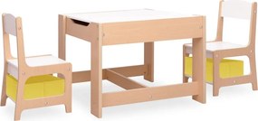 vidaXL Dětský stůl se 2 židlemi MDF [80284] Barva: Bílá