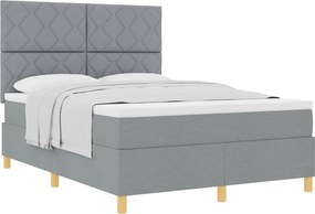Postel s boxspringem s čelo Světle šedá 140 x 200 cm textil 3339700