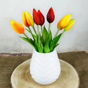 Umělé mini tulipány gumové- červené, svazek 3 ks, 24 cm