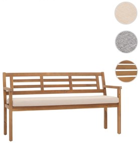 Zahradní lavička HWC-N47, 82x145x59 cm, akáciové dřevo - krémovo-béžový polštář